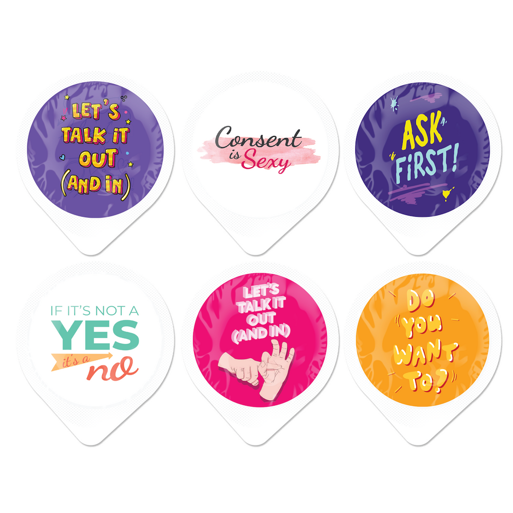 Consent Promotion Condom Buttercups, Bag of 60 – Custom Condoms®